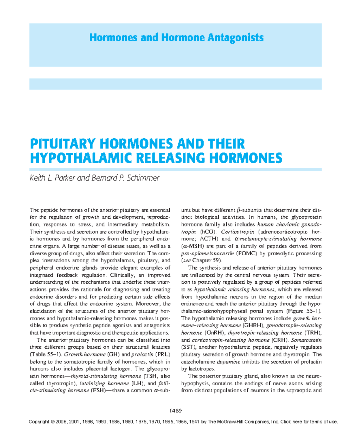 Pituitary Hormones and Hypothalamic Releasing Hormones Overview - Studocu