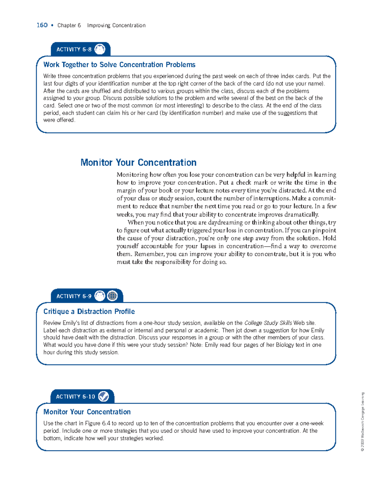 Memory and Concentration Chart - 160 • Chapter 6 Improving ...