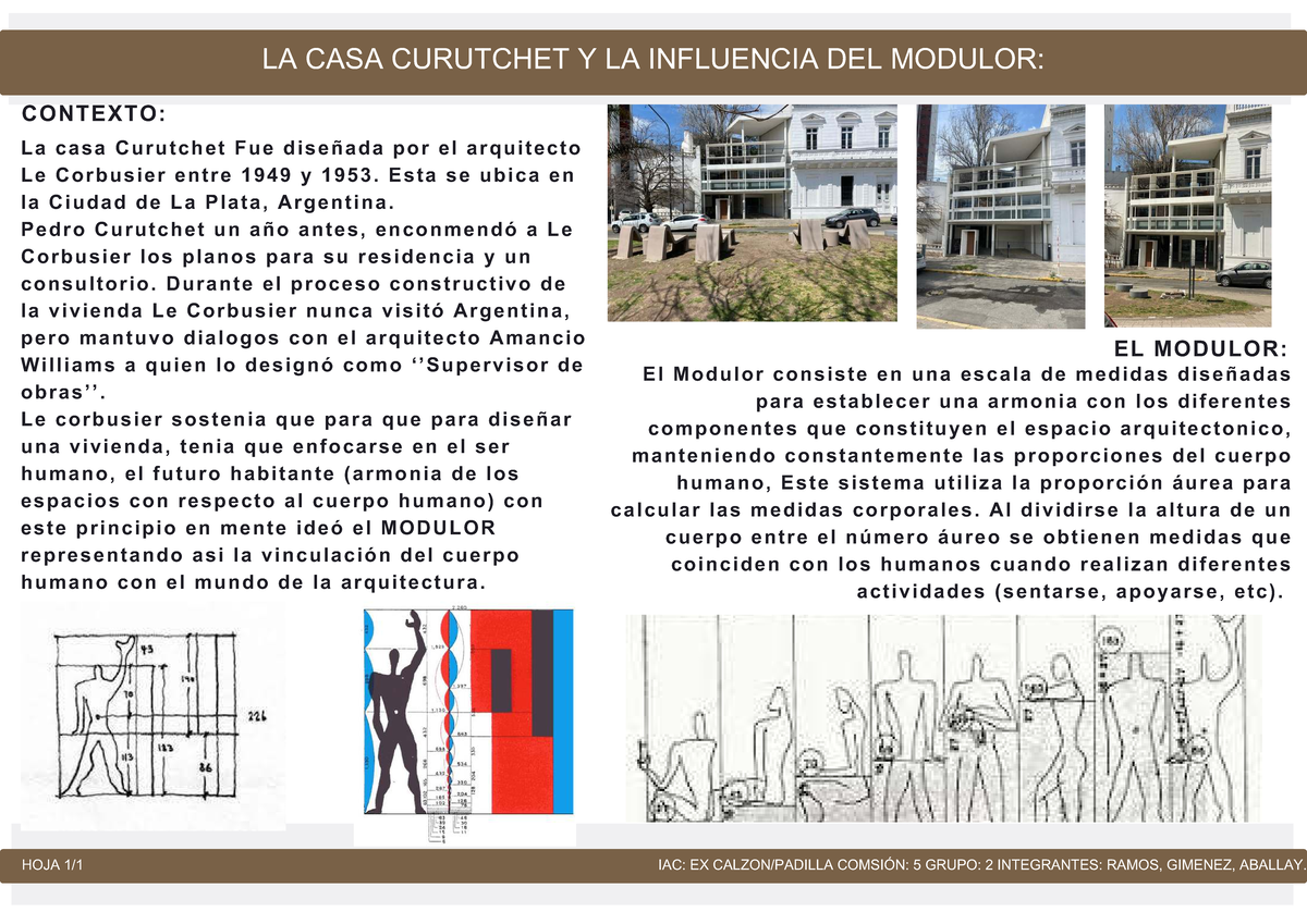 LA CASA CURUTCHET Y EL MODULOR: INFLUENCIA EN LA ARQUITECTURA - Studocu
