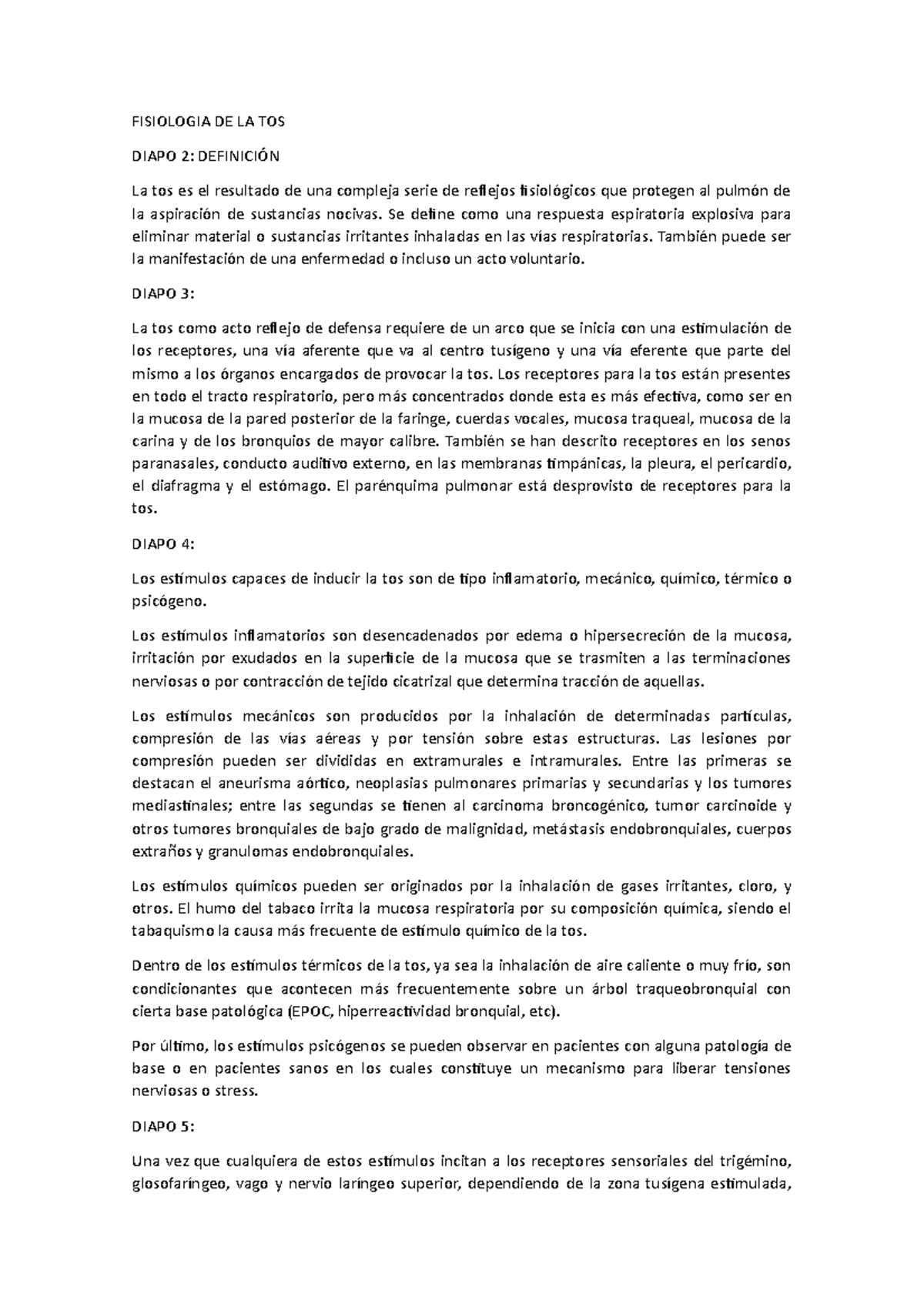 Fisiologia DE LA TOS - FISIOLOGIA DE LA TOS DIAPO 2: DEFINICIÓN La tos ...