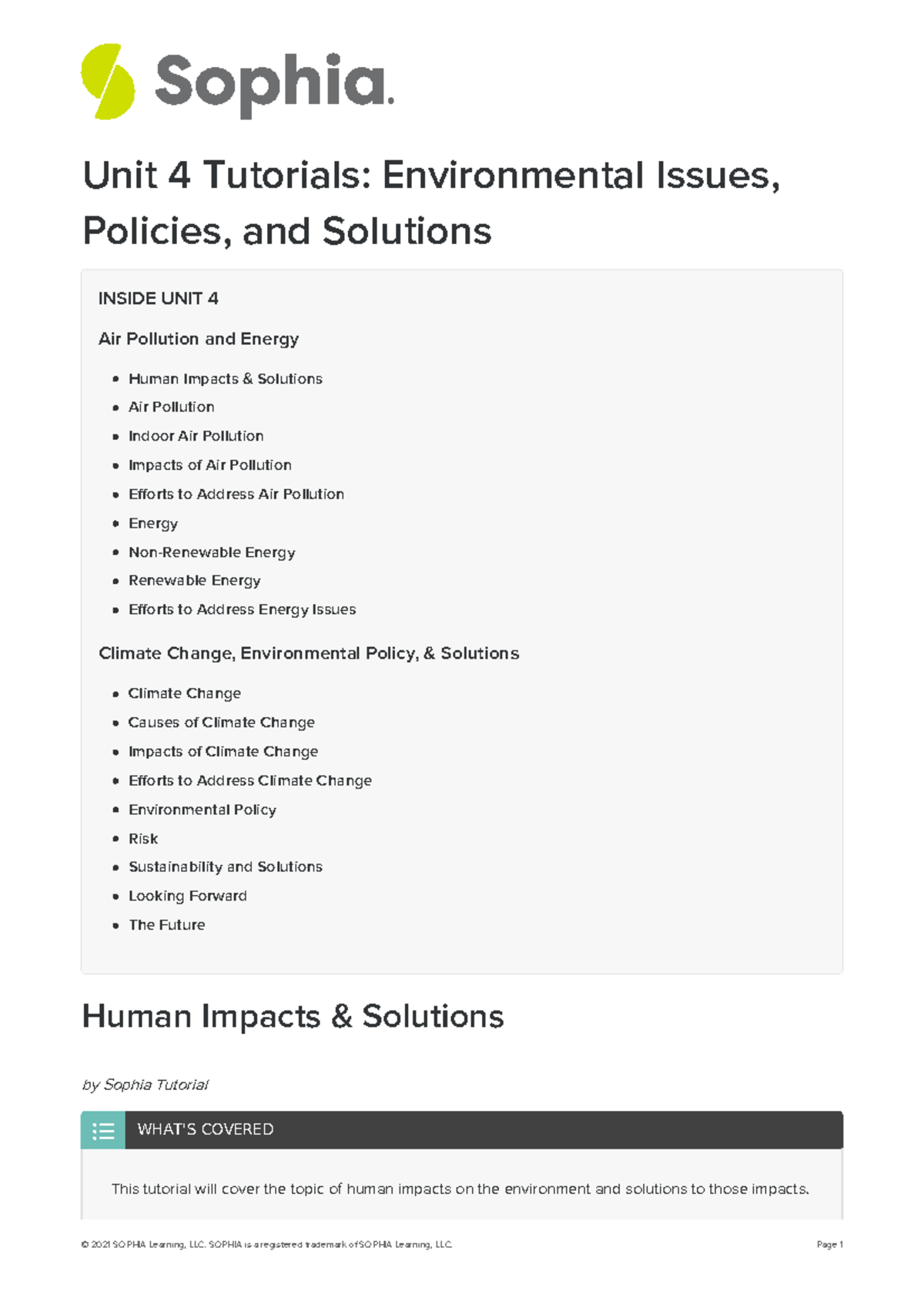 Unit 4 Tutorials: Environmental Issues, Policies & Solutions - Studocu