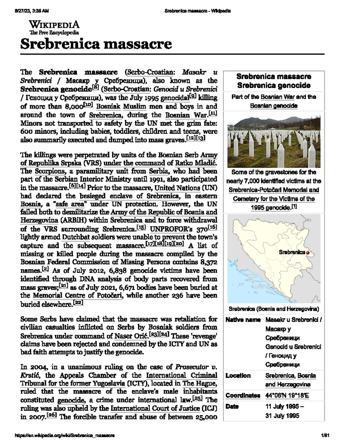 SREBRENICA MASSACRE: A Detailed Study of the 1995 Genocide - Studocu
