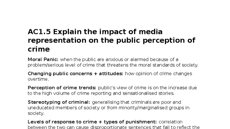 AC1.5 Media Representation & Public Perception of Crime - Studocu