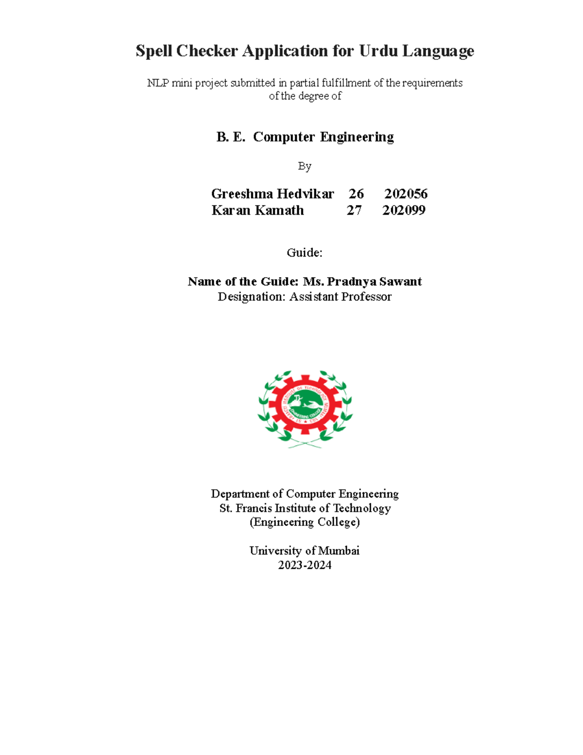 NLP Project-Report revised - Spell Checker Application for Urdu ...