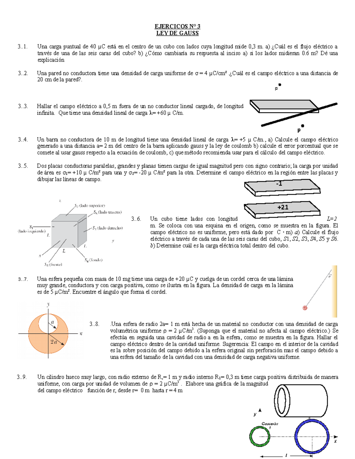 Practico N°2 Fisica III - Ejercicios Ley de Gauss y Potencial Eléctrico - Studocu
