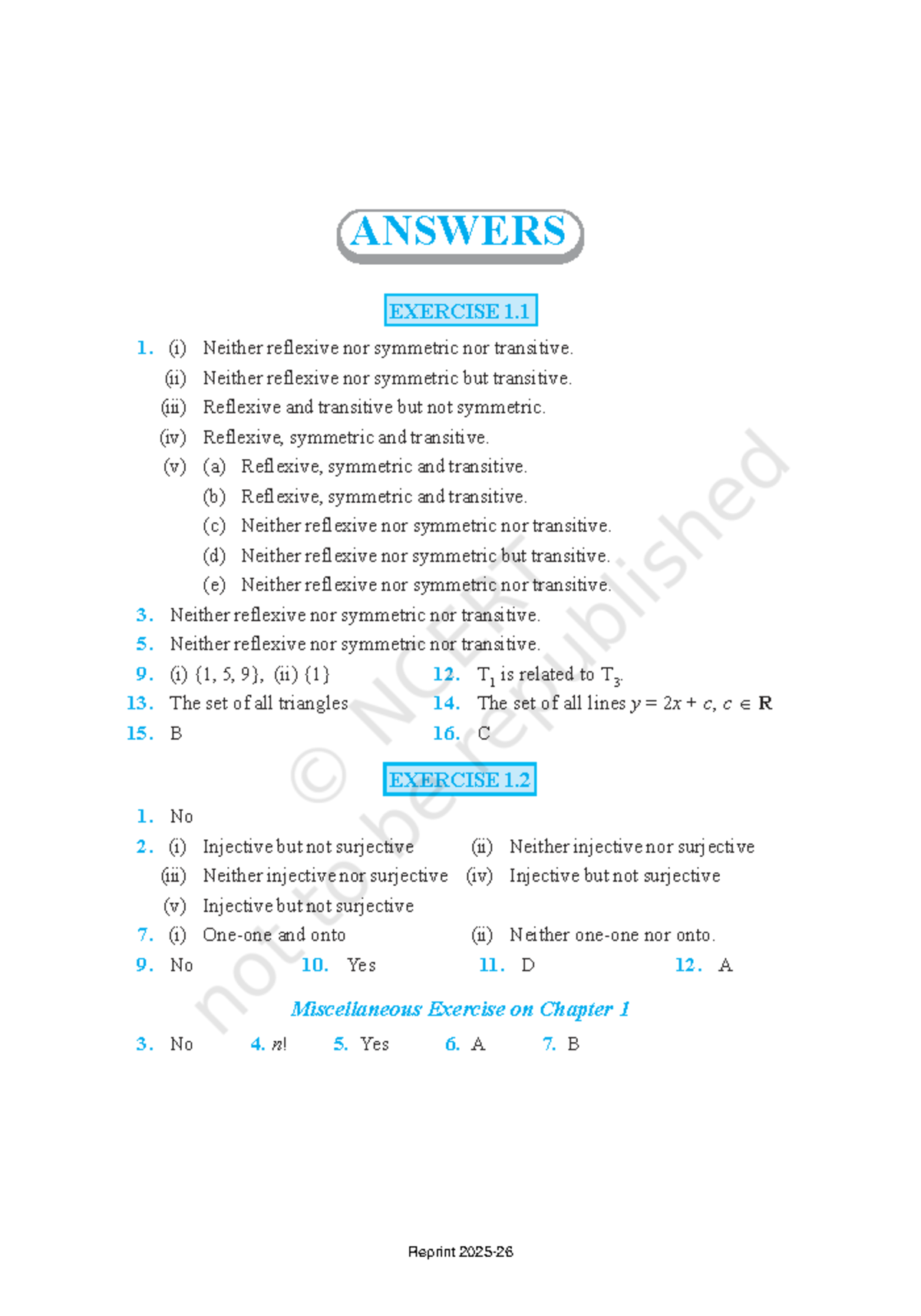 208 MATHEMATICS EXERCISE ANSWERS FOR CHAPTERS 1 TO 6 - Studocu