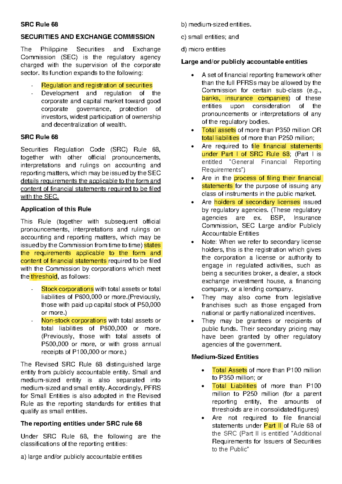 SRC Rule 68 Study Guide: Financial Statement Requirements and Reporting ...