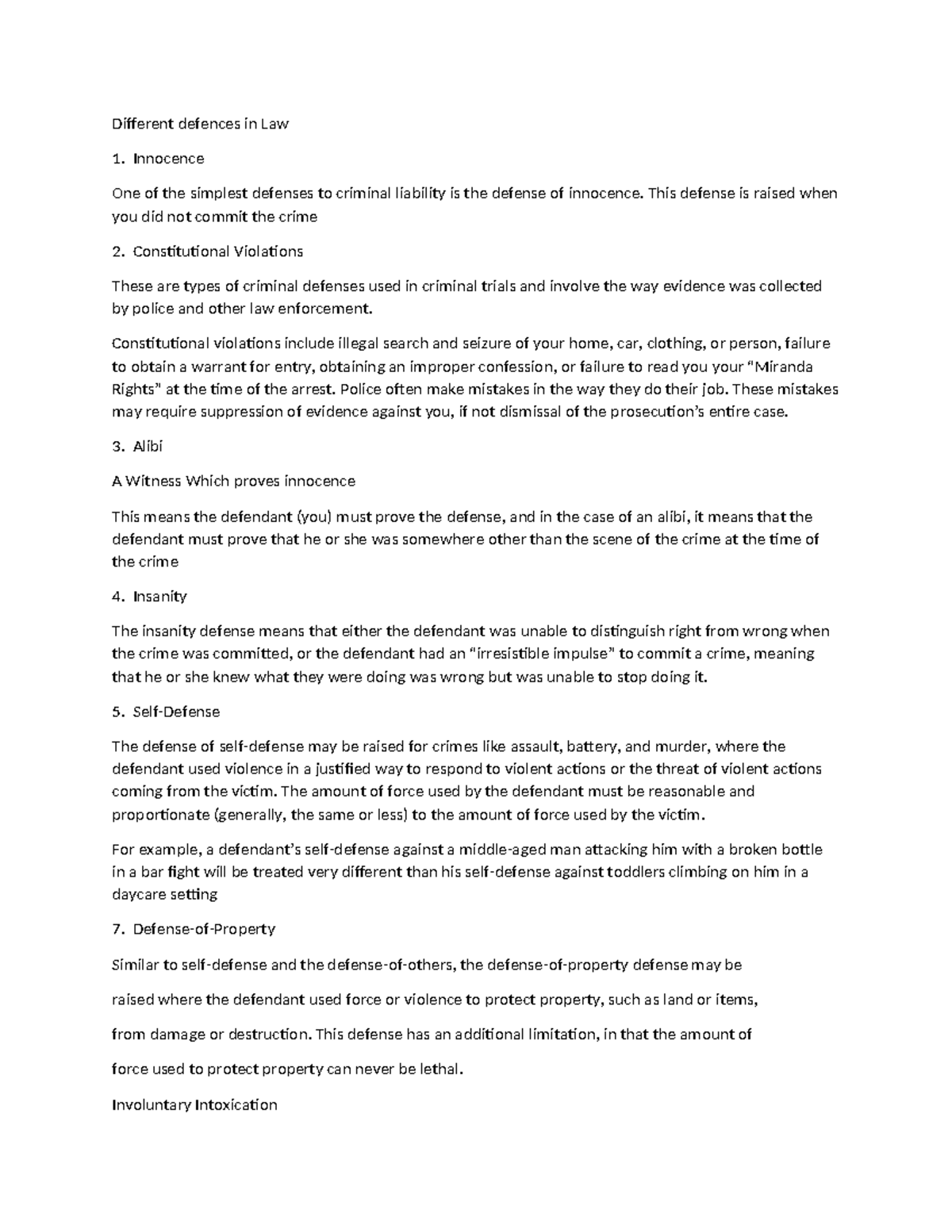 Different Defenses in Law: A Comprehensive Overview - Studocu