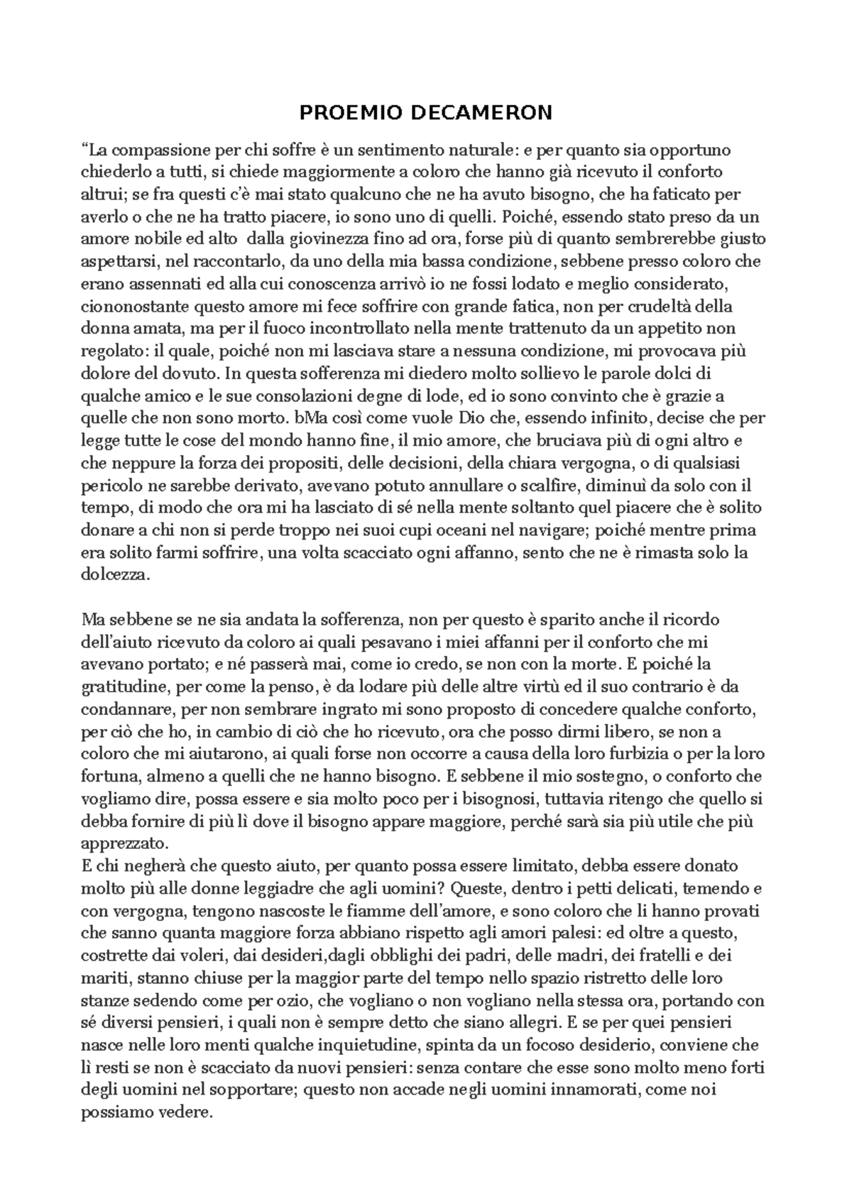 Parafrasi del Proemio del Decameron: Riflessioni sull'Amore e la ...