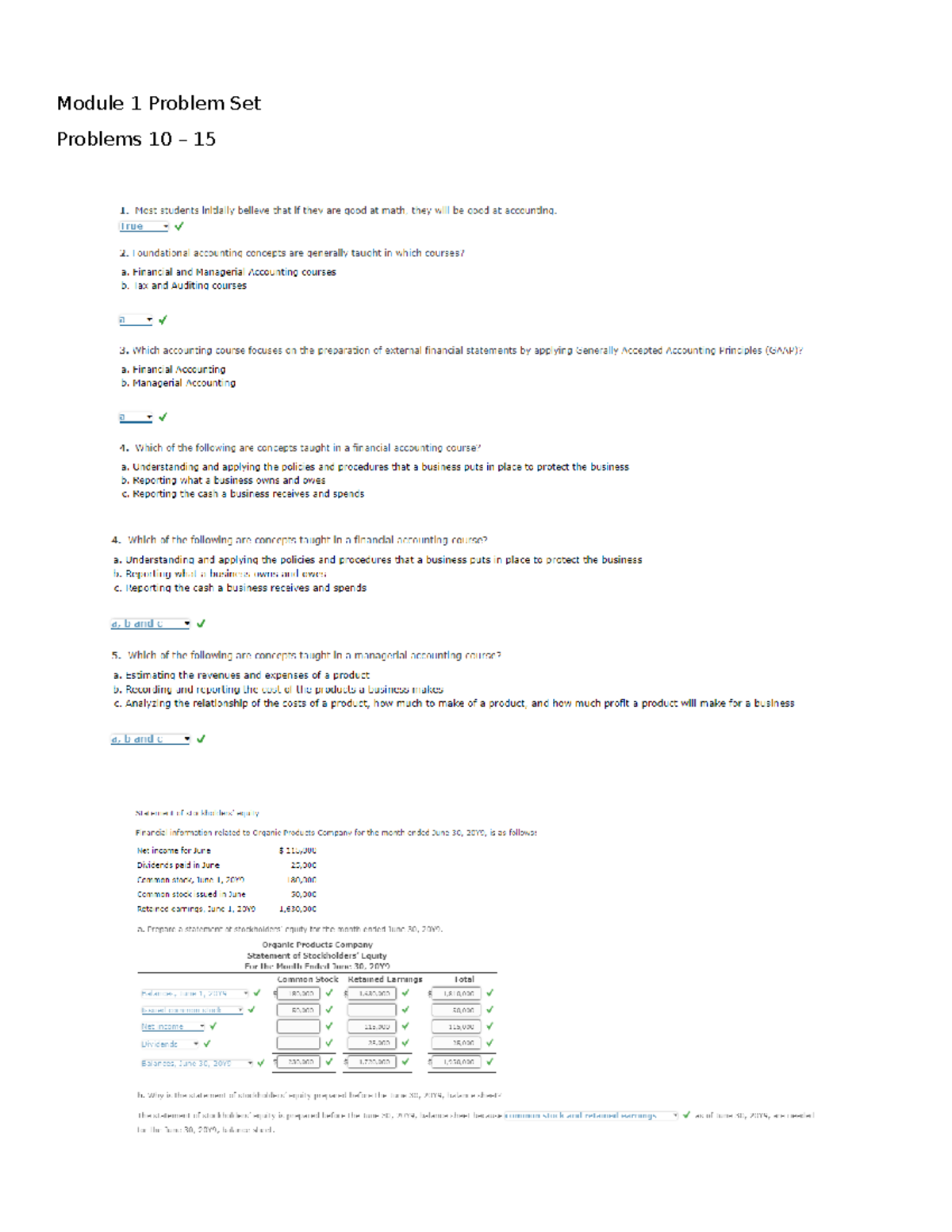 Cengage M1 Problem Set: Solutions for Problems 10 to 15 - Studocu