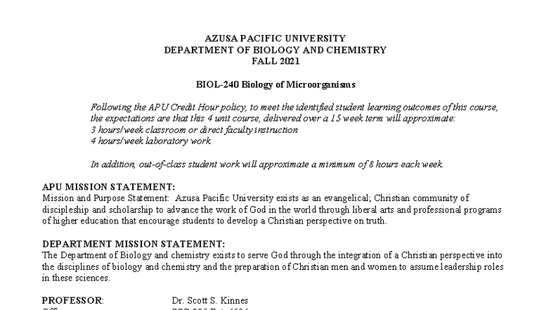 APU BIOL 250: Syllabus for Fall 2021 Microbiology Course - Studocu