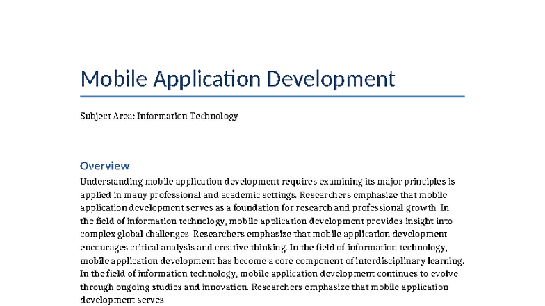 30 - Mobile Application Development Overview in Information Technology ...