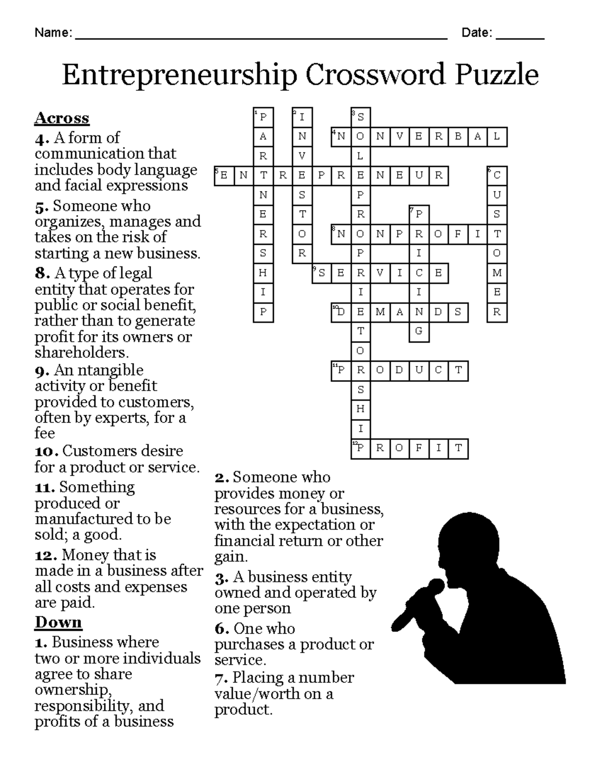 Entrepreneurship Crossword Puzzle Answer Key - Studocu
