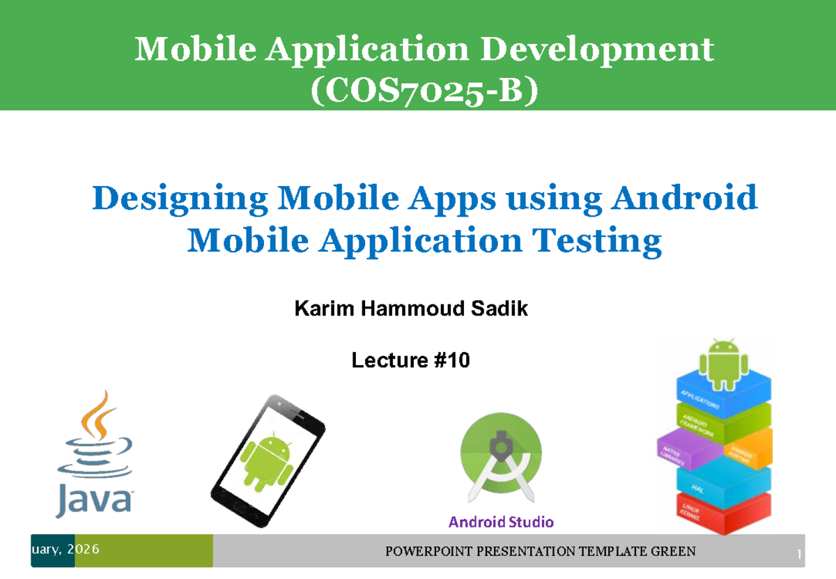 Mobile Application Development & Testing Lecture Notes (Course Code ...