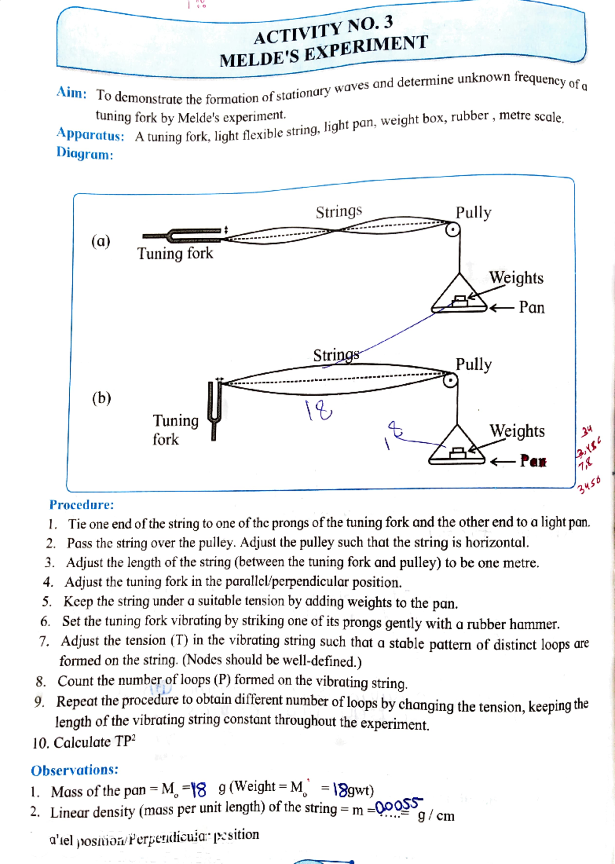 Melde's Experiment: Stationary Waves & Frequency Determination - Studocu