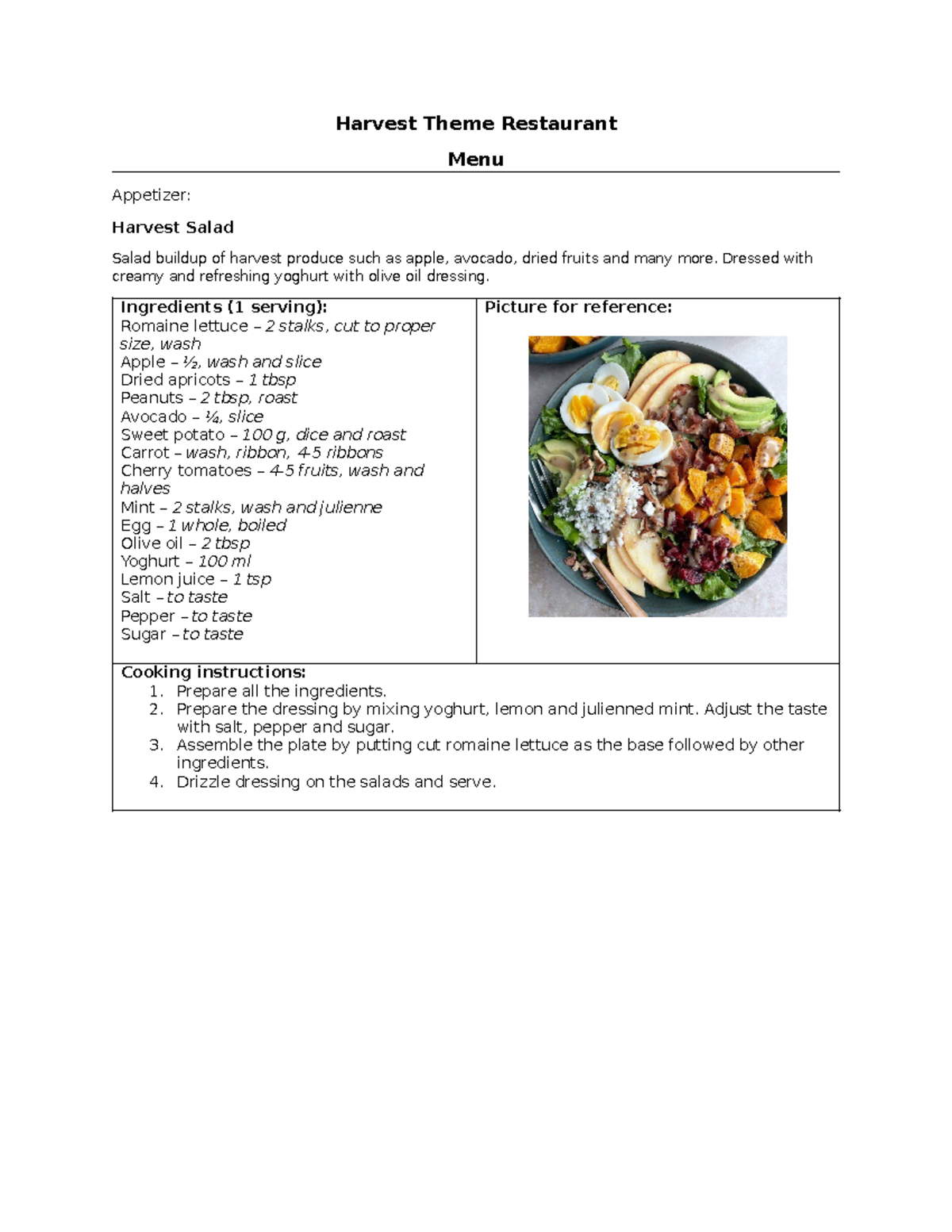 Harvest Theme RO - lab report - Harvest Theme Restaurant Menu Appetizer ...