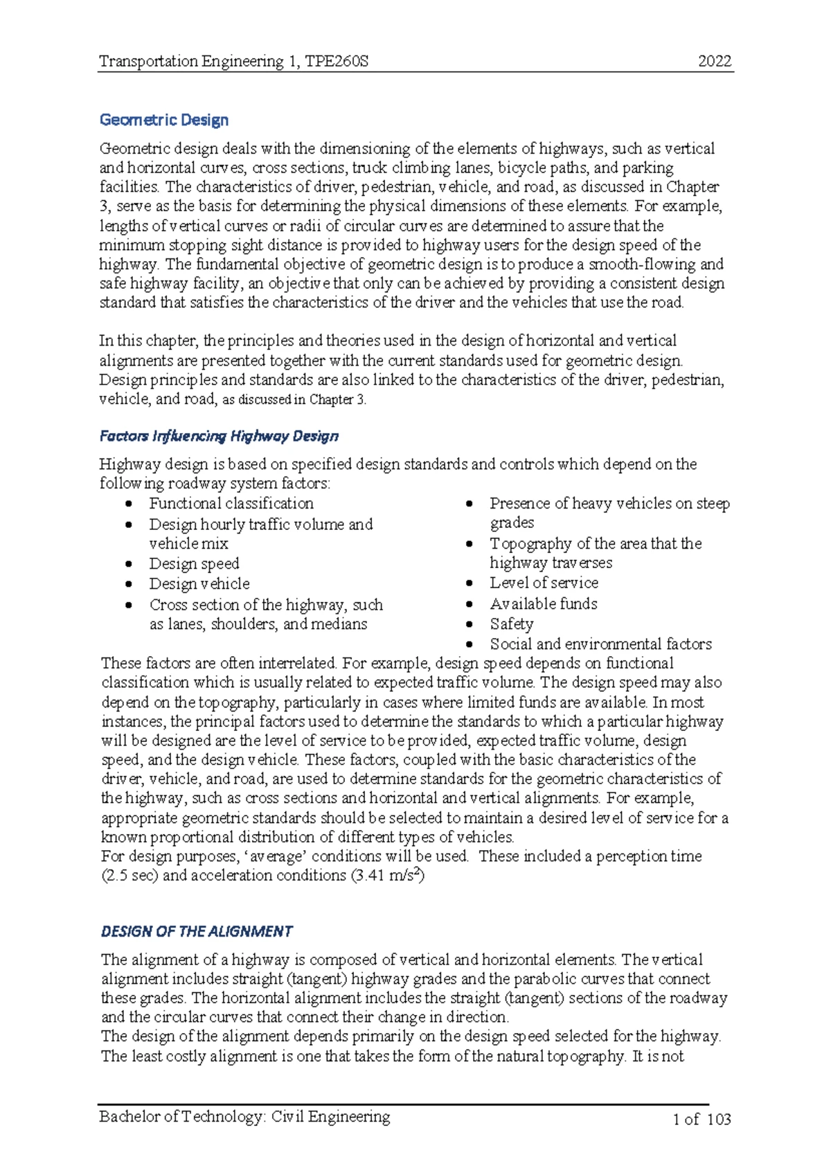 Geometric Design Guidelines for Rural Roads: TRH17 Recommendations - Studocu