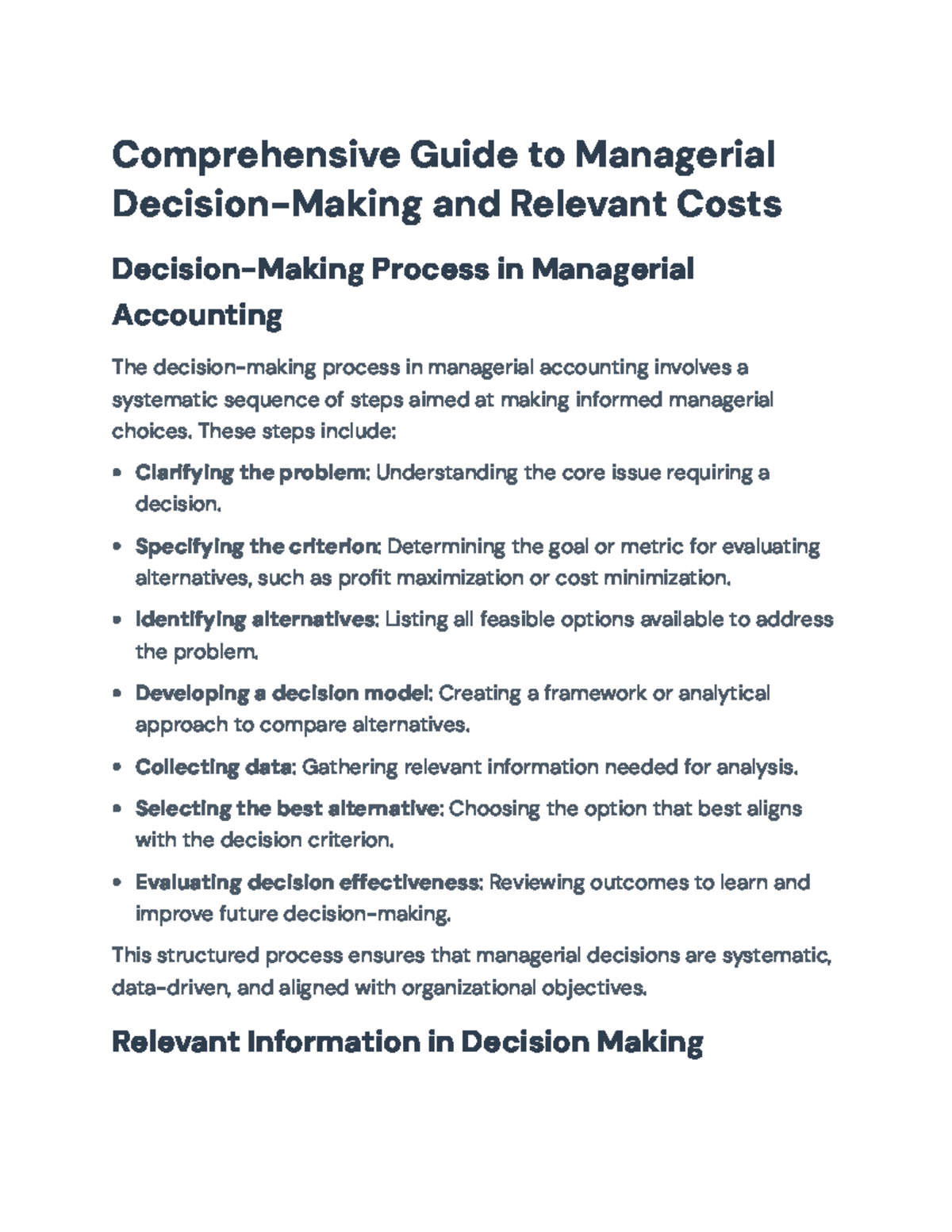 Comprehensive Guide to Managerial Decision-Making (Course Code) - Studocu