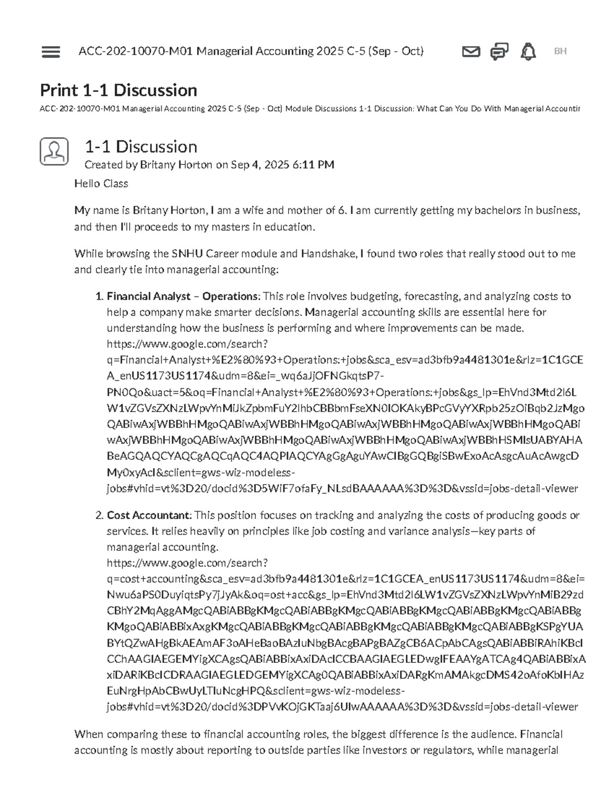Managerial Accounting Insights Acc 202 Discussion Sep Oct 2025