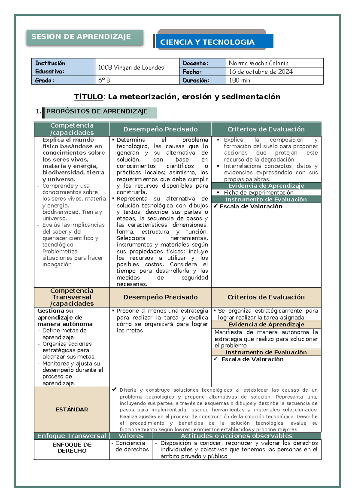 S.A. CYT 6º - La Meteorización, Erosión y Sedimentación - 16 Octubre - Studocu
