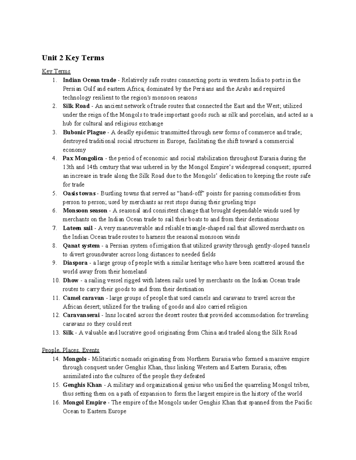 Key Terms and Important Figures in World Trade (HIST 101) - Studocu