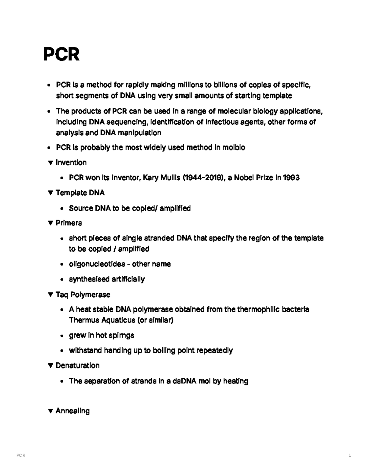 Polymerase Chain Reaction (PCR) Overview and Applications - Studocu