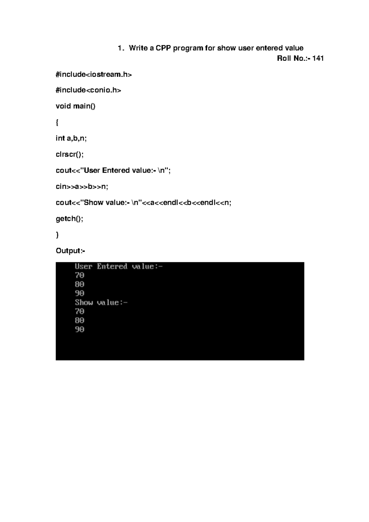 CPP Program Examples for Roll 141: Functions & Operations - Studocu