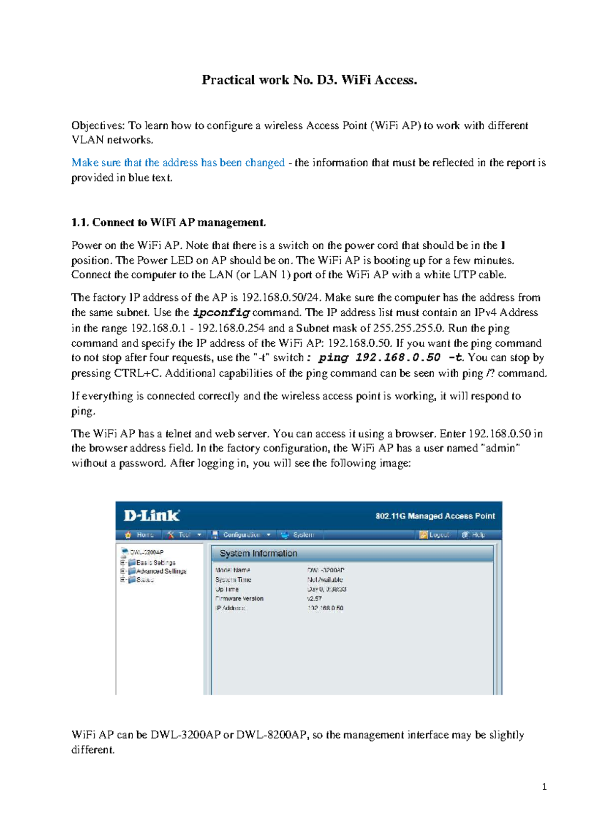 INF3059 Lab D3: Configuring WiFi Access Point with VLANs - Studocu