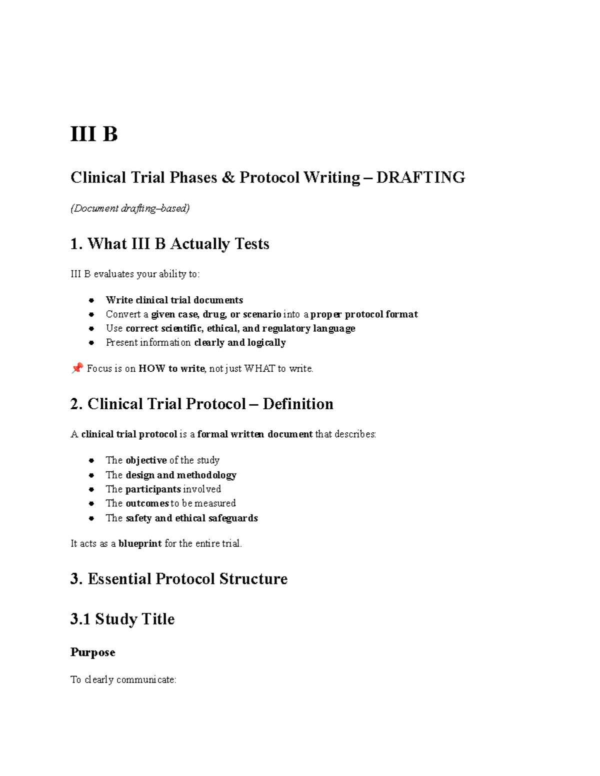 B Clinical Trial Phases Protocol Writing Guide (Radaf 3B) - Studocu