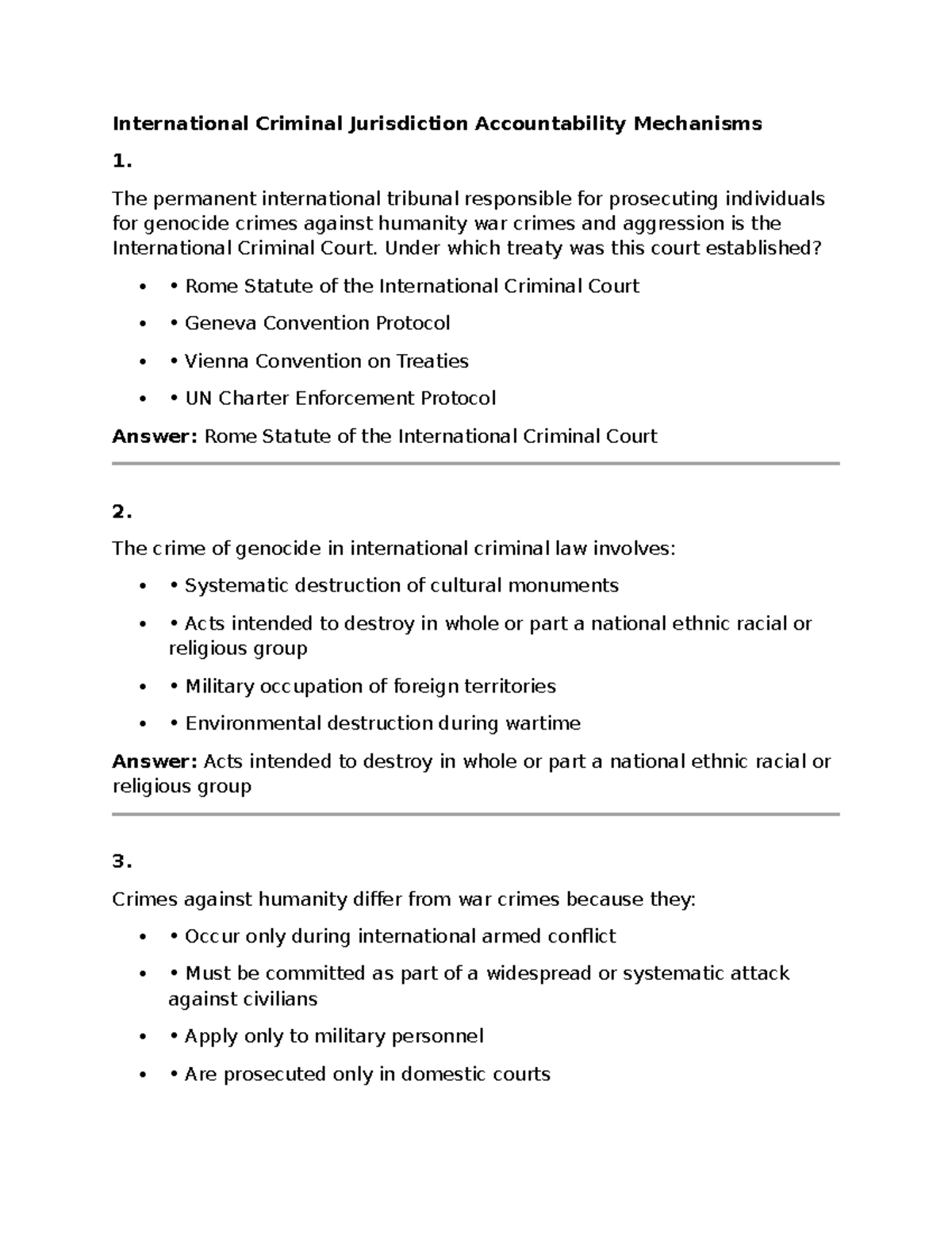 International Criminal Law: Accountability Mechanisms Overview - Studocu