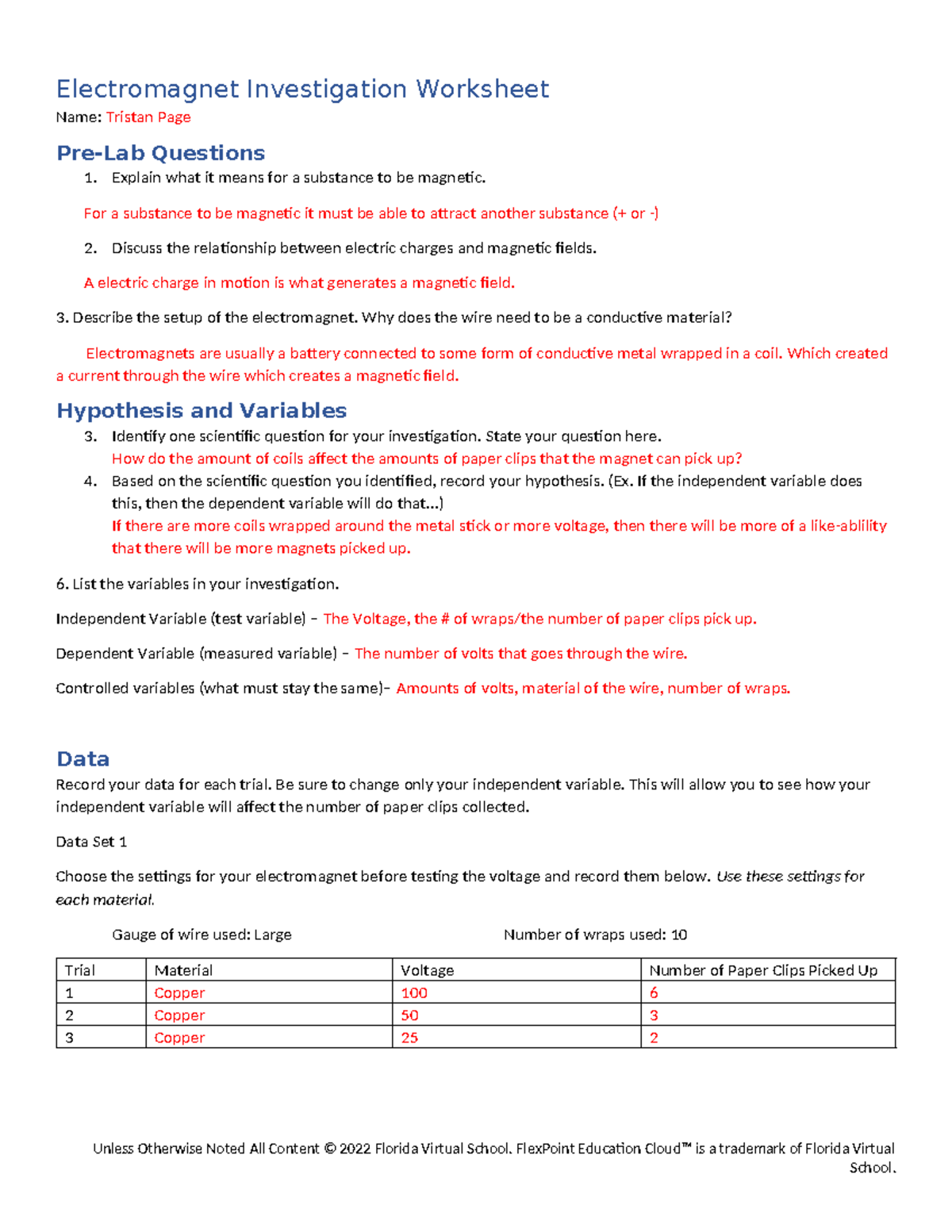 PS - 2.06 - Electromagnet Investigation Worksheet - Studocu
