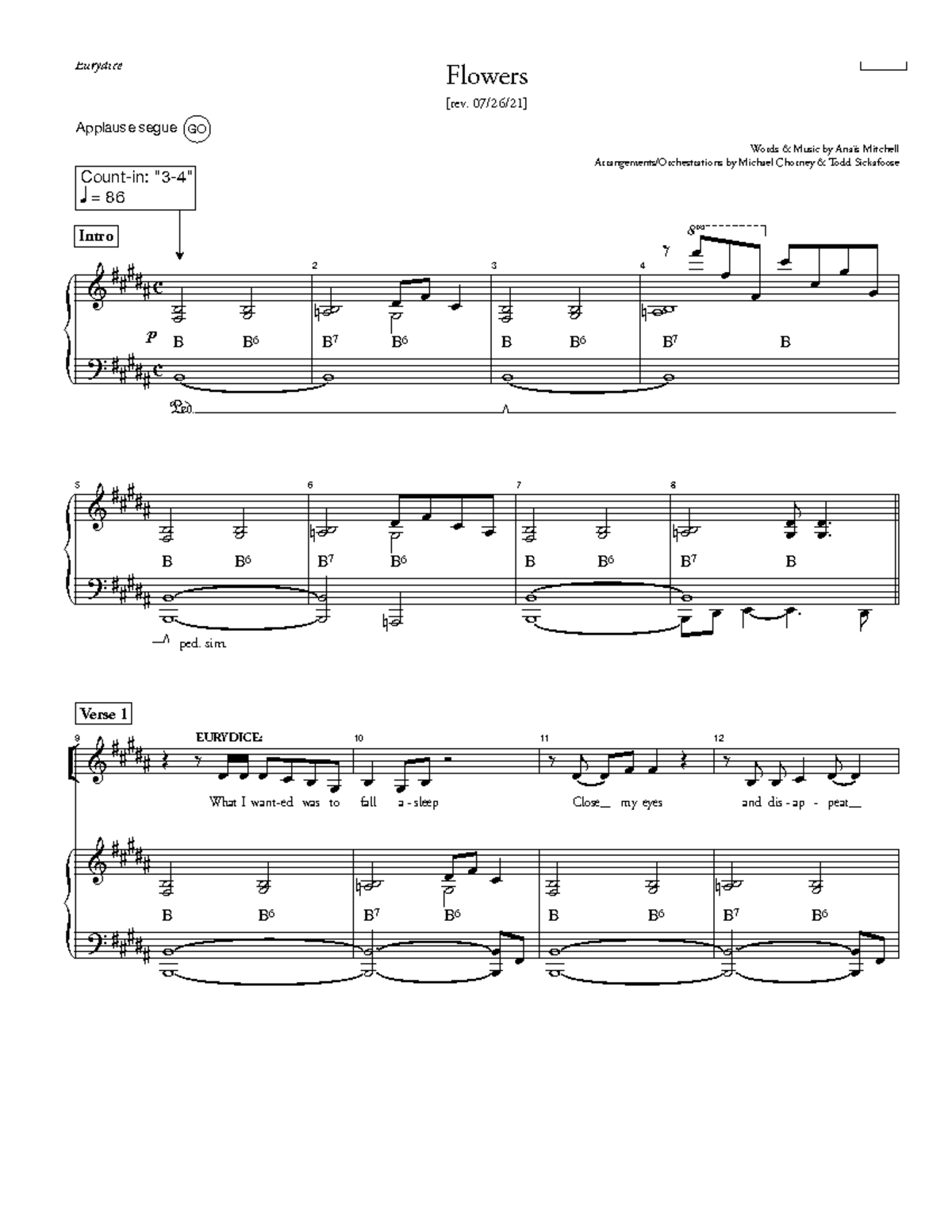 Piano/Vocal: Flowers from Hadestown (Rev. 07/26/21) - Studocu