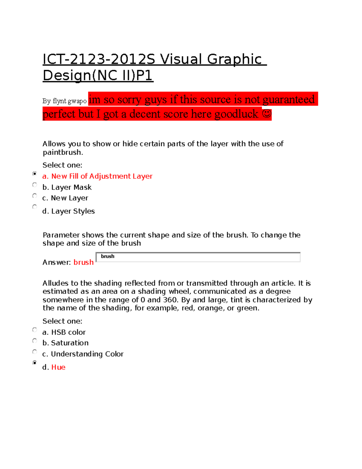 ICT-2123-2012S Graphic Design Concepts & Tools Notes - Studocu