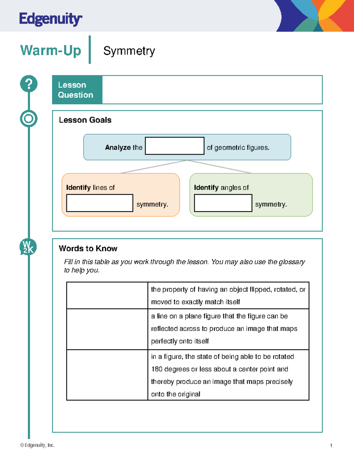 8101 02 06 Symmetry Lesson: Identifying Reflectional and Rotational ...