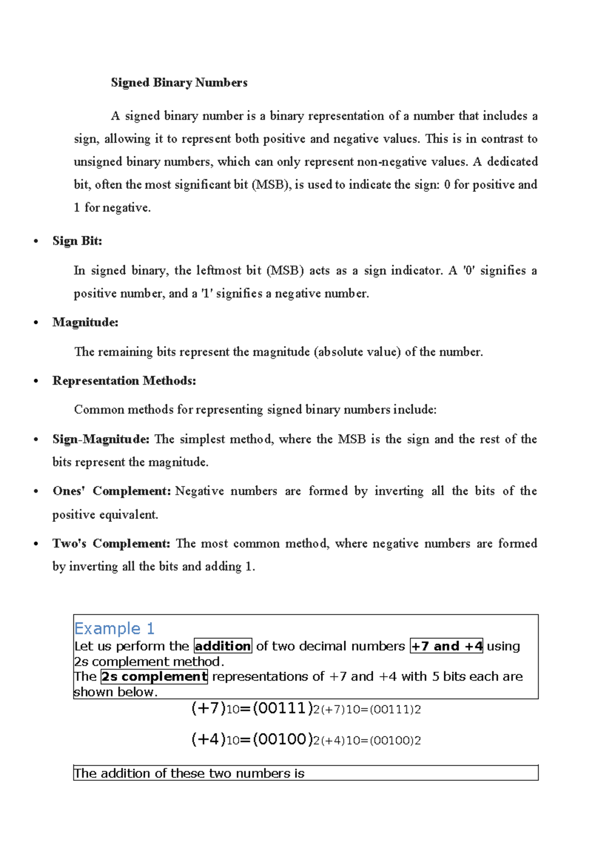 Signed Binary Numbers - Digital Notes for CS101 - Studocu