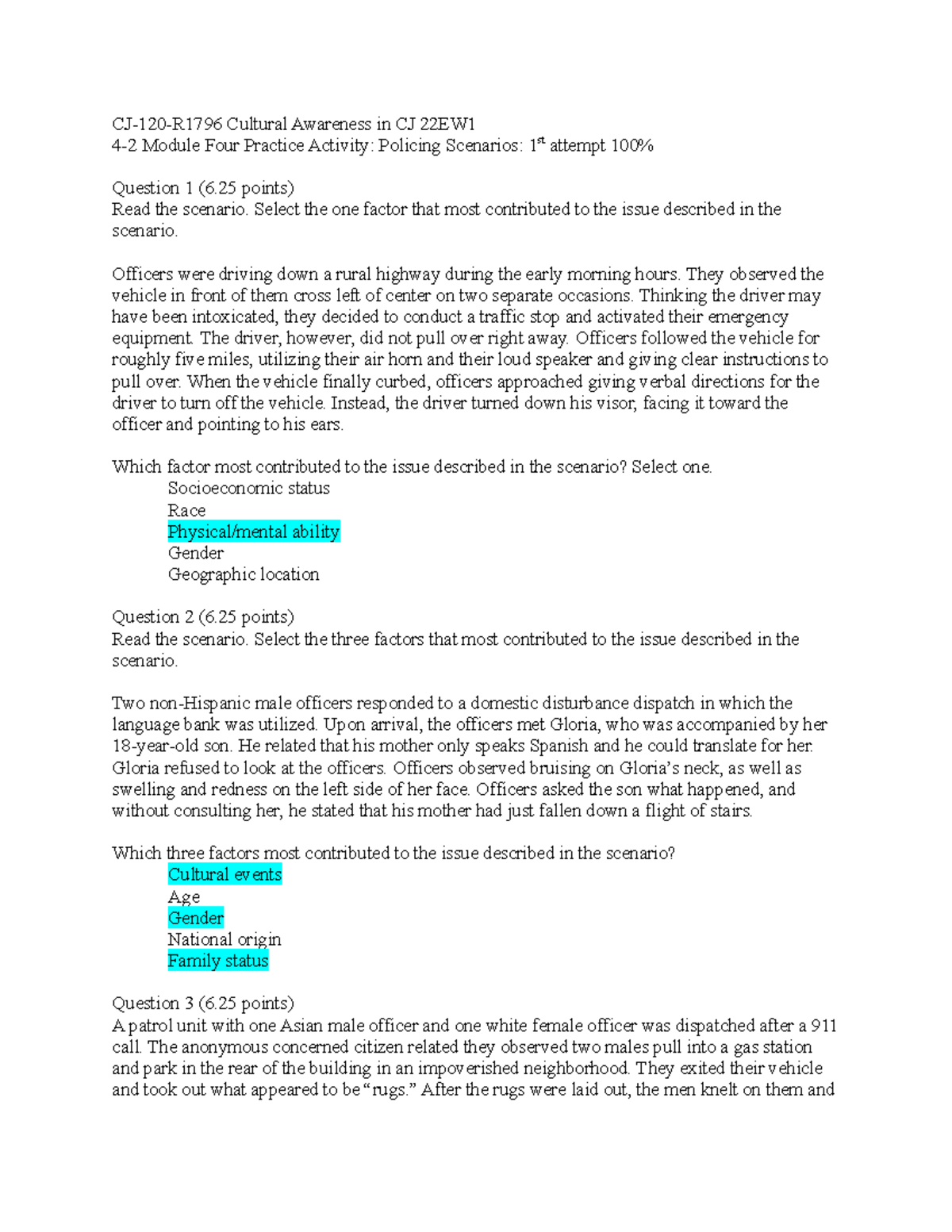 4-2 quiz police sen - quiz answers 100% - CJ-120-R1796 Cultural ...