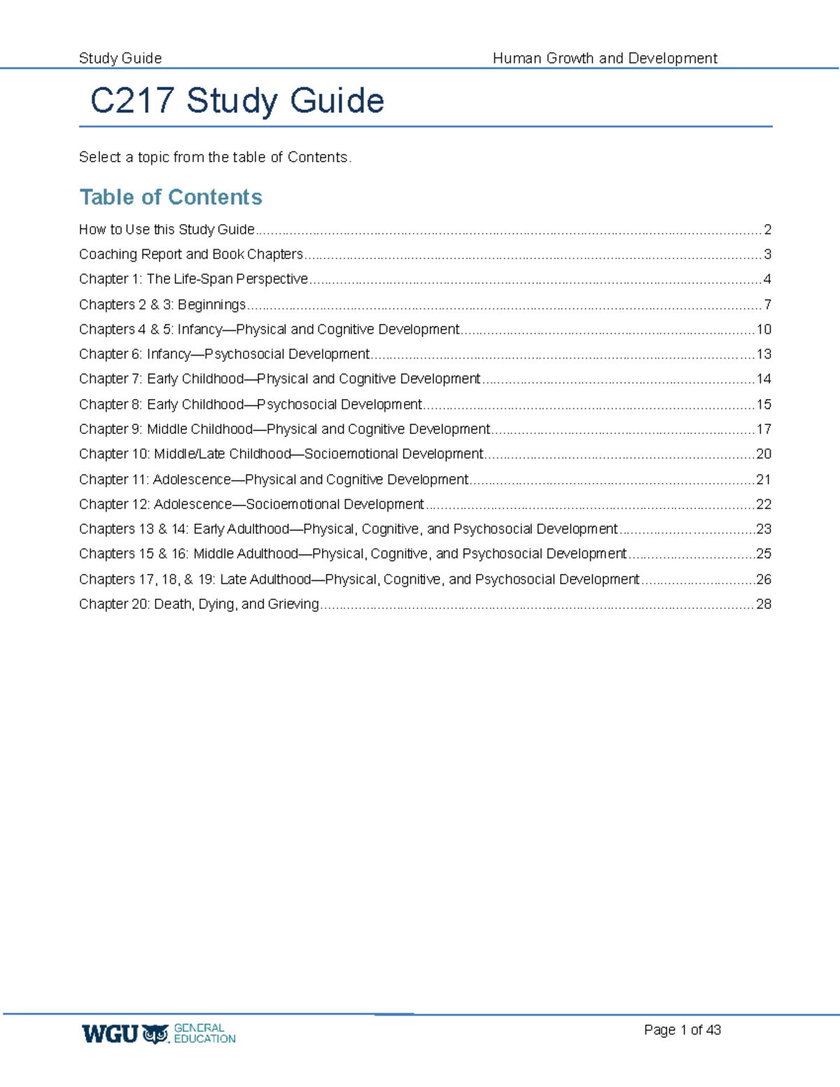 C217 Final Exam Study Guide: Human Growth & Development Topics - Studocu
