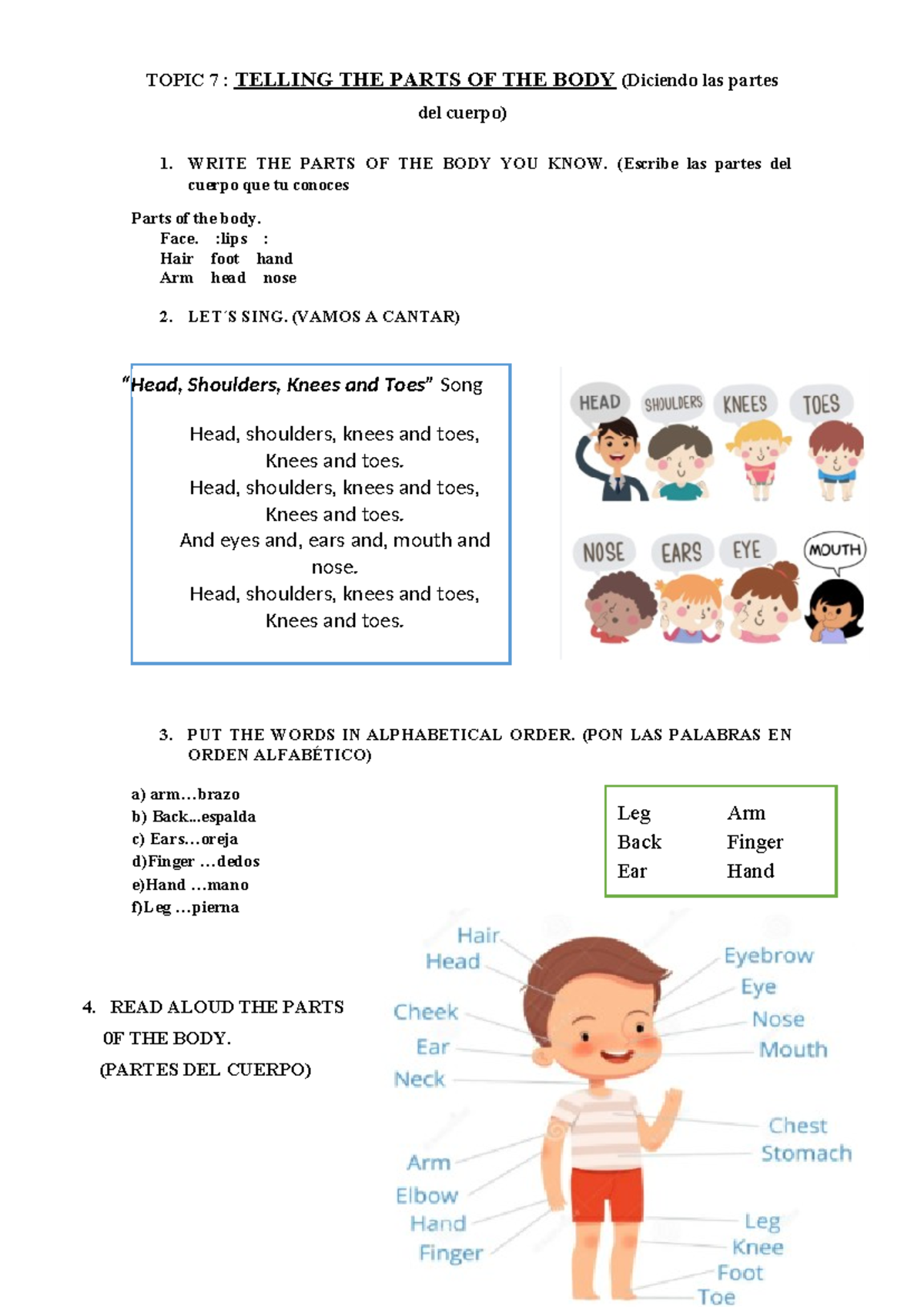 Ingles 1 - Clase 7 - Telling THE Parts OF THE BOBY - TOPIC 7 : TELLING ...