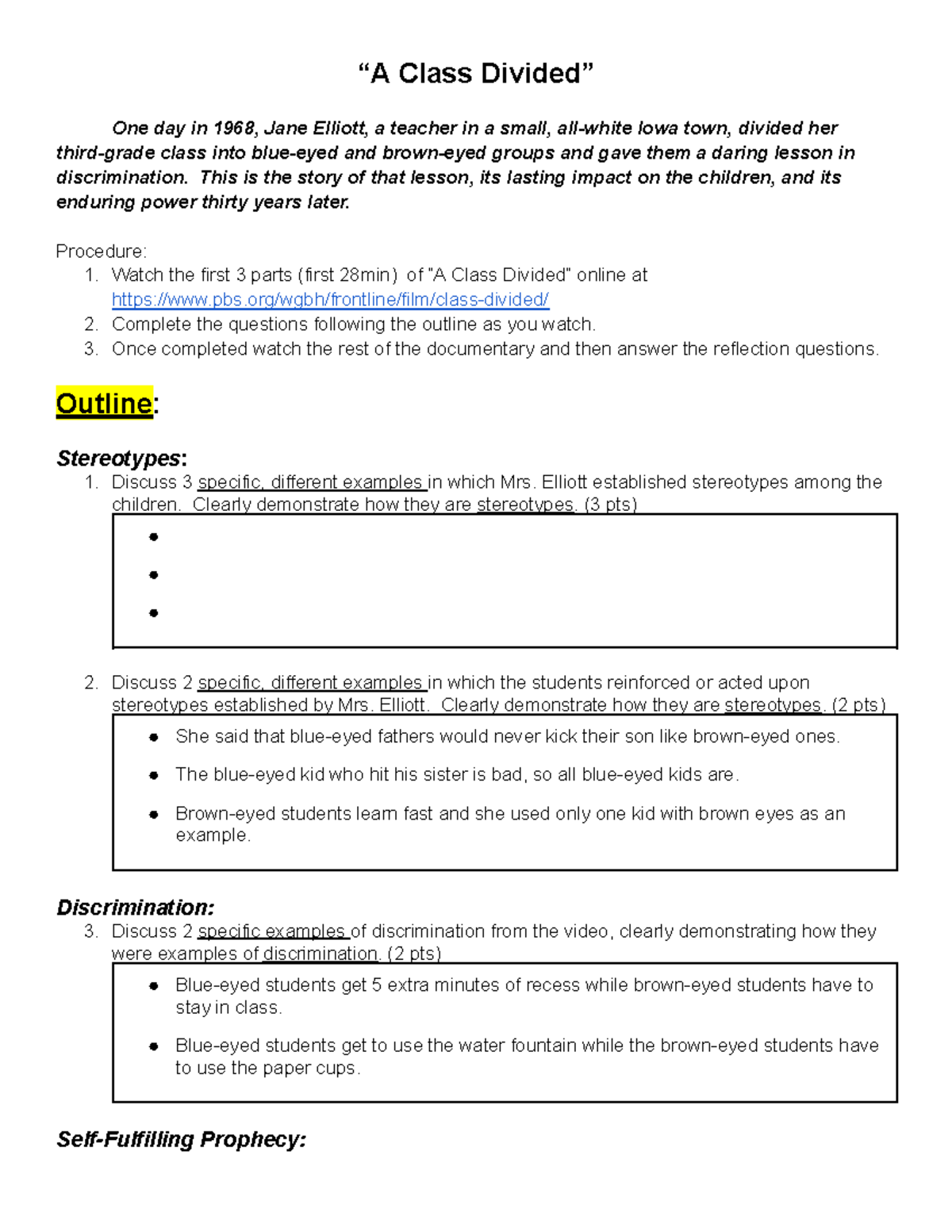 A Case Study on Race and Discrimination: Insights from A Class Divided ...