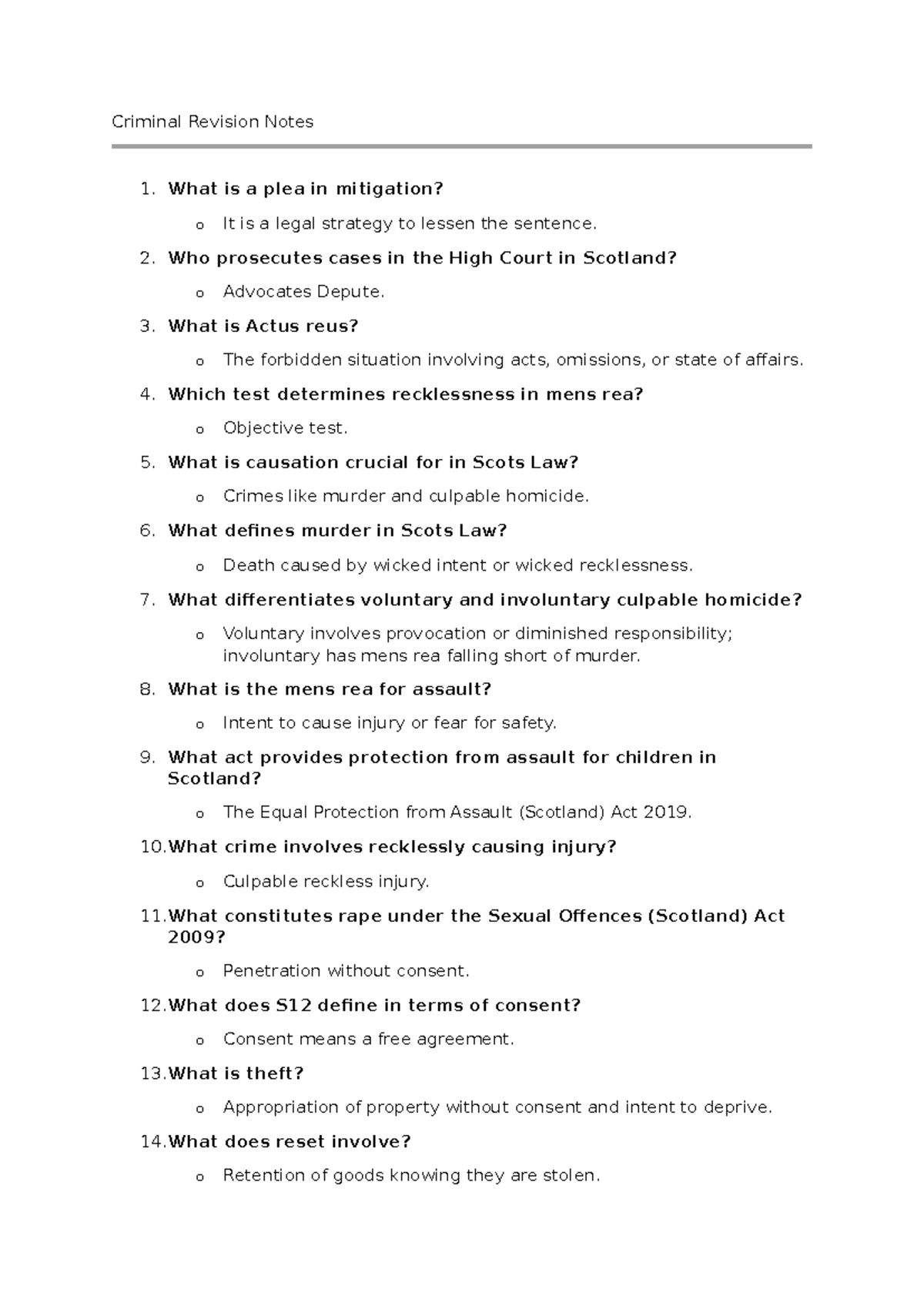 Criminal Law Revision Notes (Scotland) - Key Concepts & Cases - Studocu