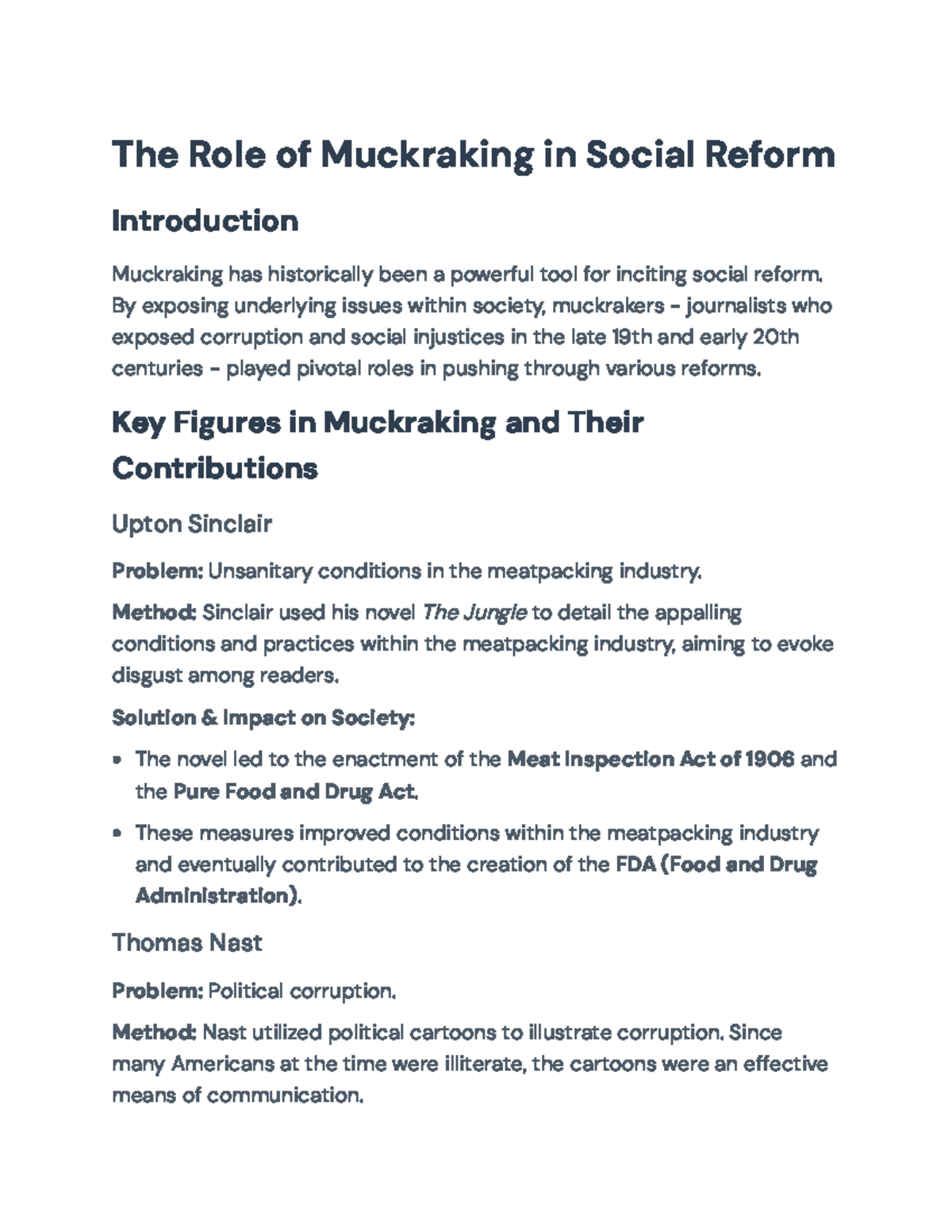 The Role of Muckraking in Social Reform: Key Figures & Impact - The ...