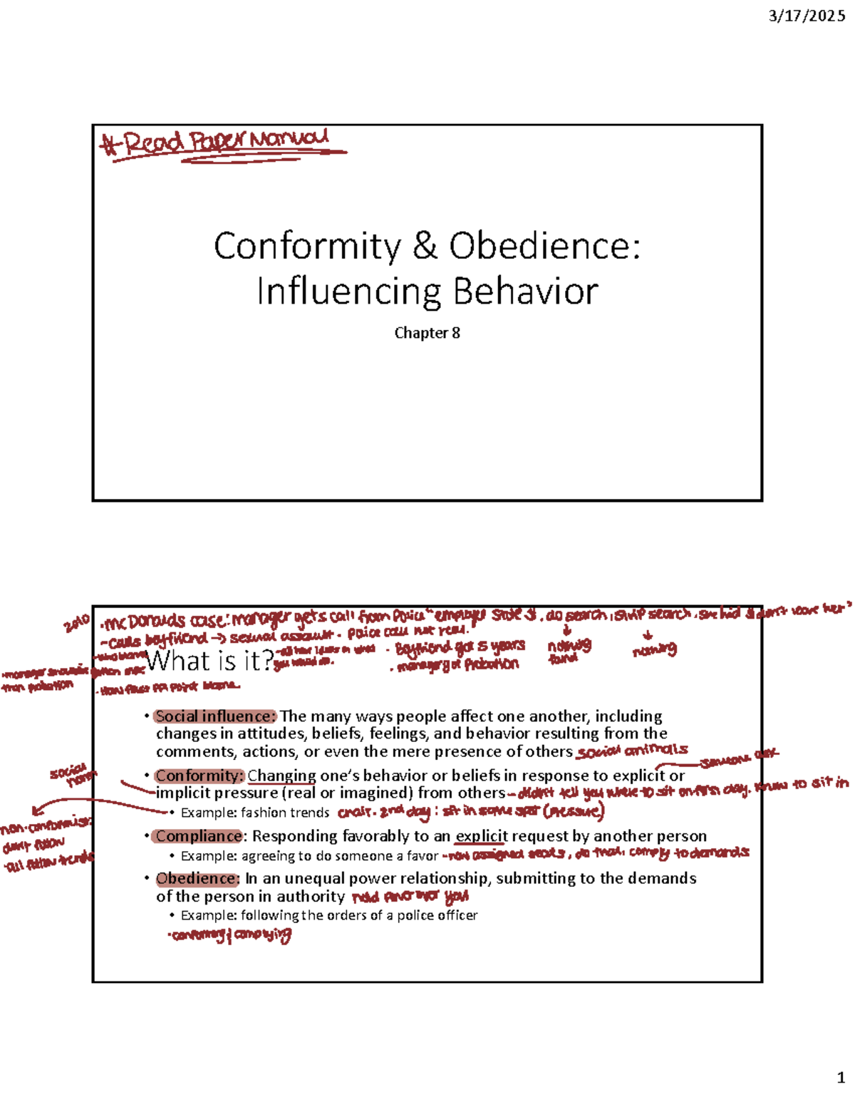 Chapter 8 Conformity And Obedience In Social Influence Psyc Insights