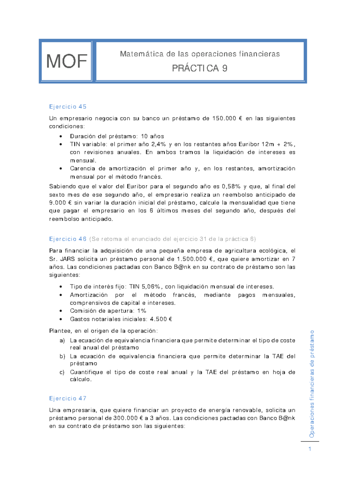 Práctica 9 mof - Enunciados - Operaciones financieras de prést am o 1 ...