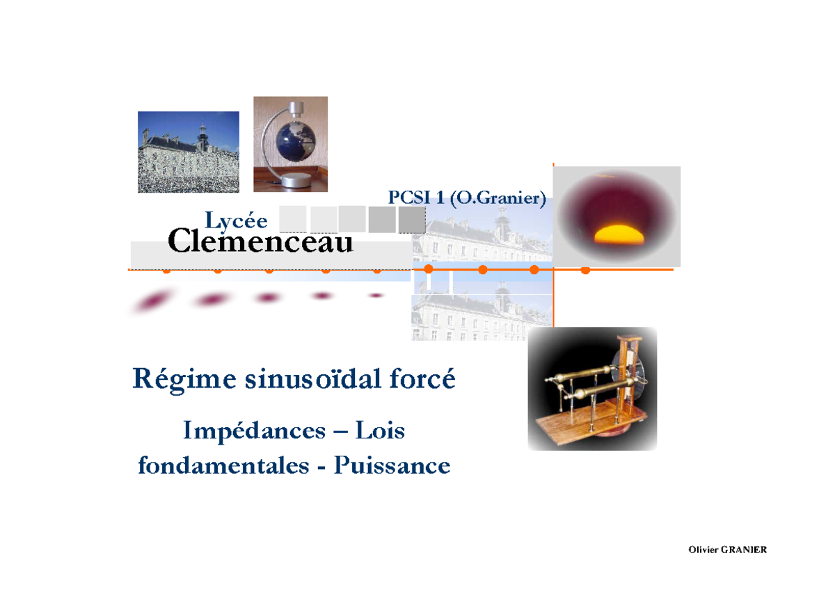Régime Sinusoïdal Forcé en Physique PCSI 1 - Lycée Clemenceau - Studocu