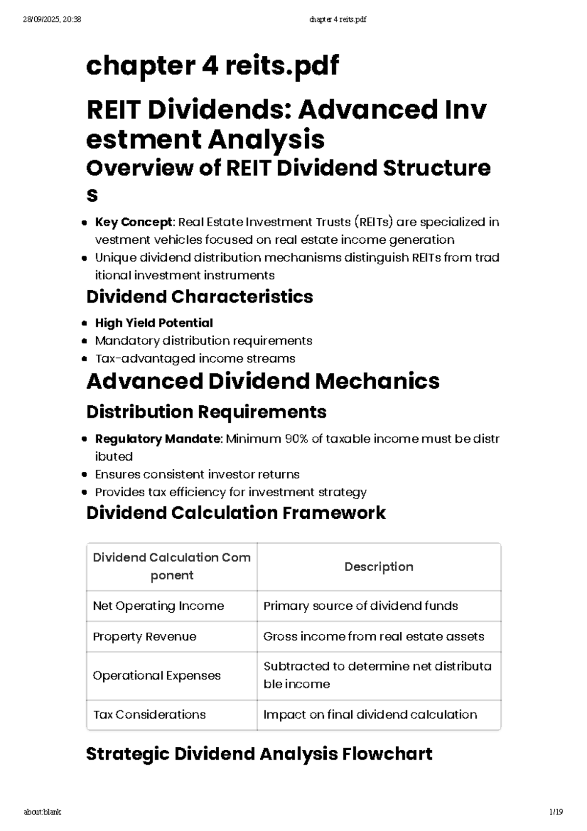 Lecture 4: REITs - Advanced Investment Analysis and Dividend Insights - Studocu