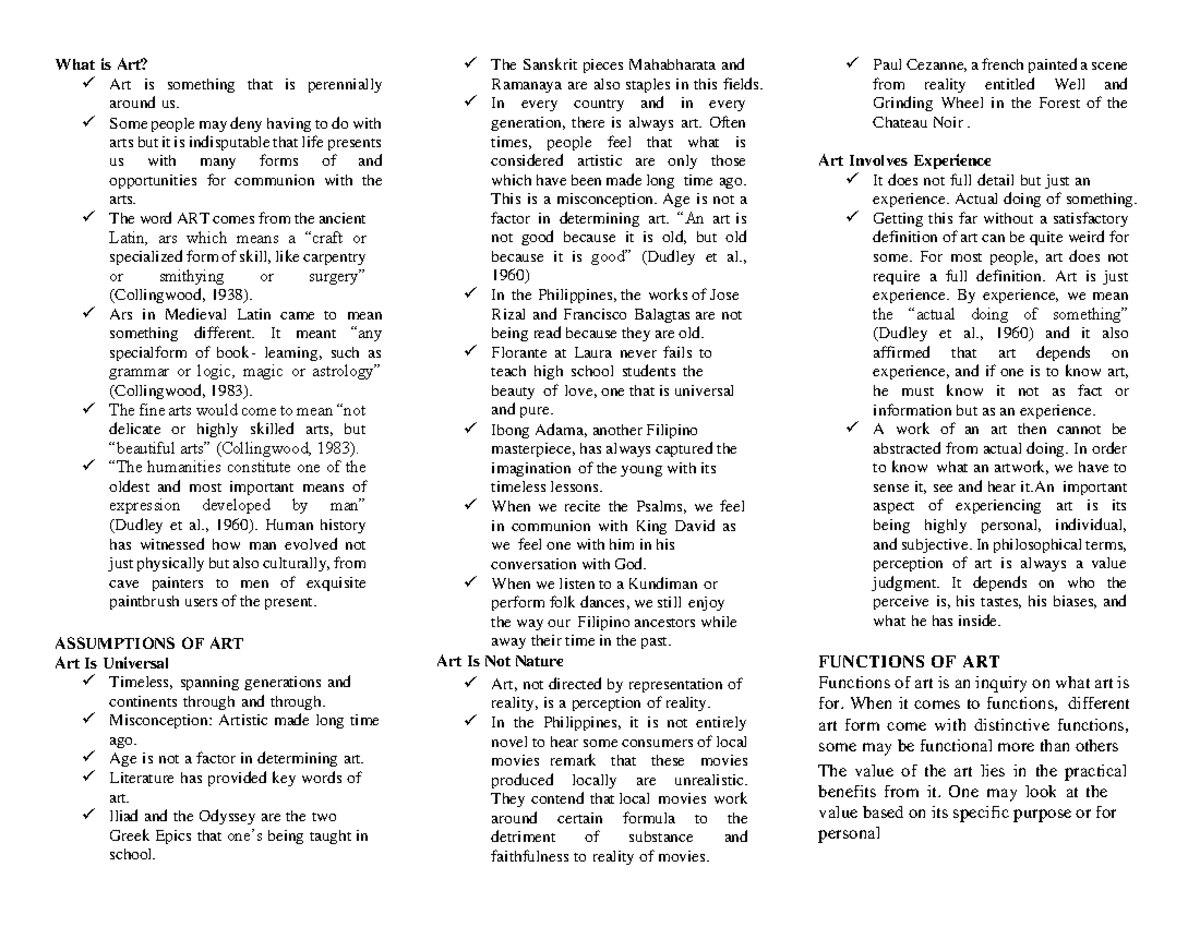 Art Prelim - What is Art? Art is something that is perennially around ...