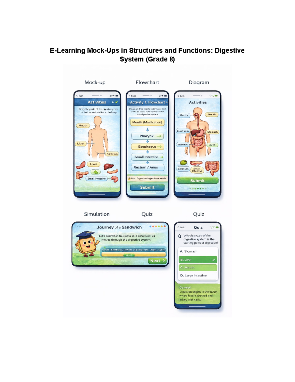 Digestive System App Specs (Grade 8) - Interactive Simulation & Quiz ...