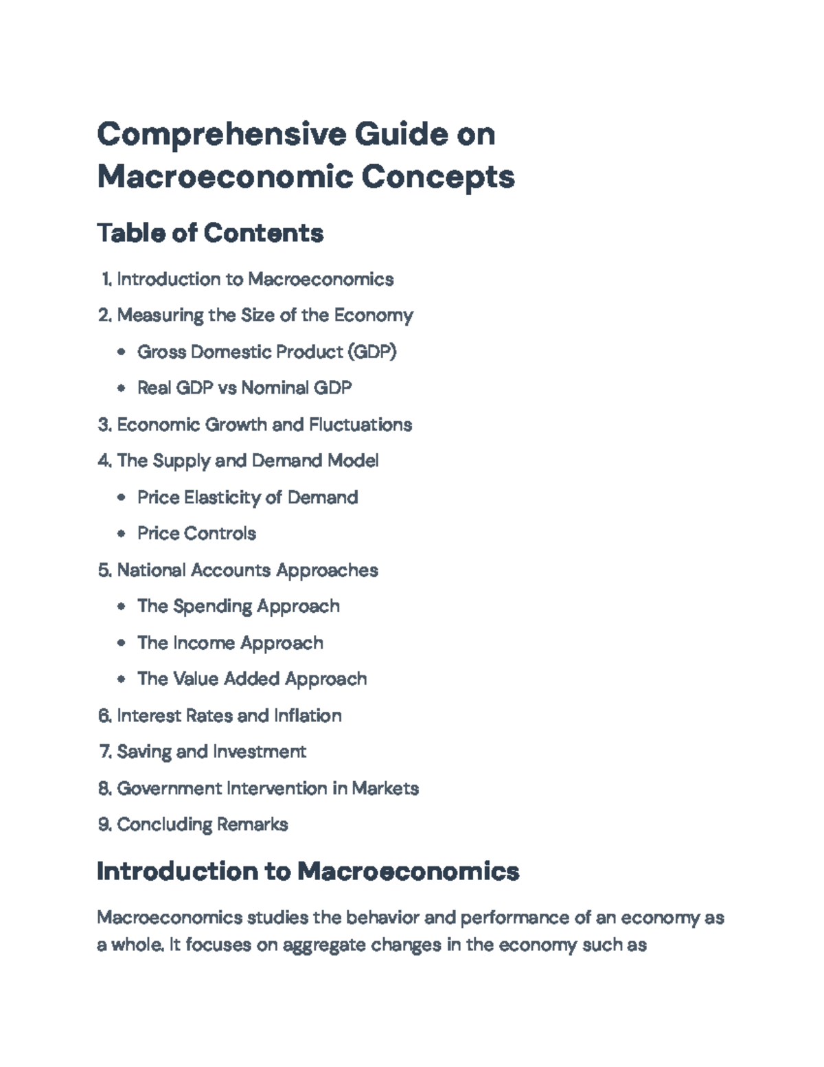 Macroeconomics: Key Concepts and Framework for Economic Analysis - Comprehensive Guide on - Studocu