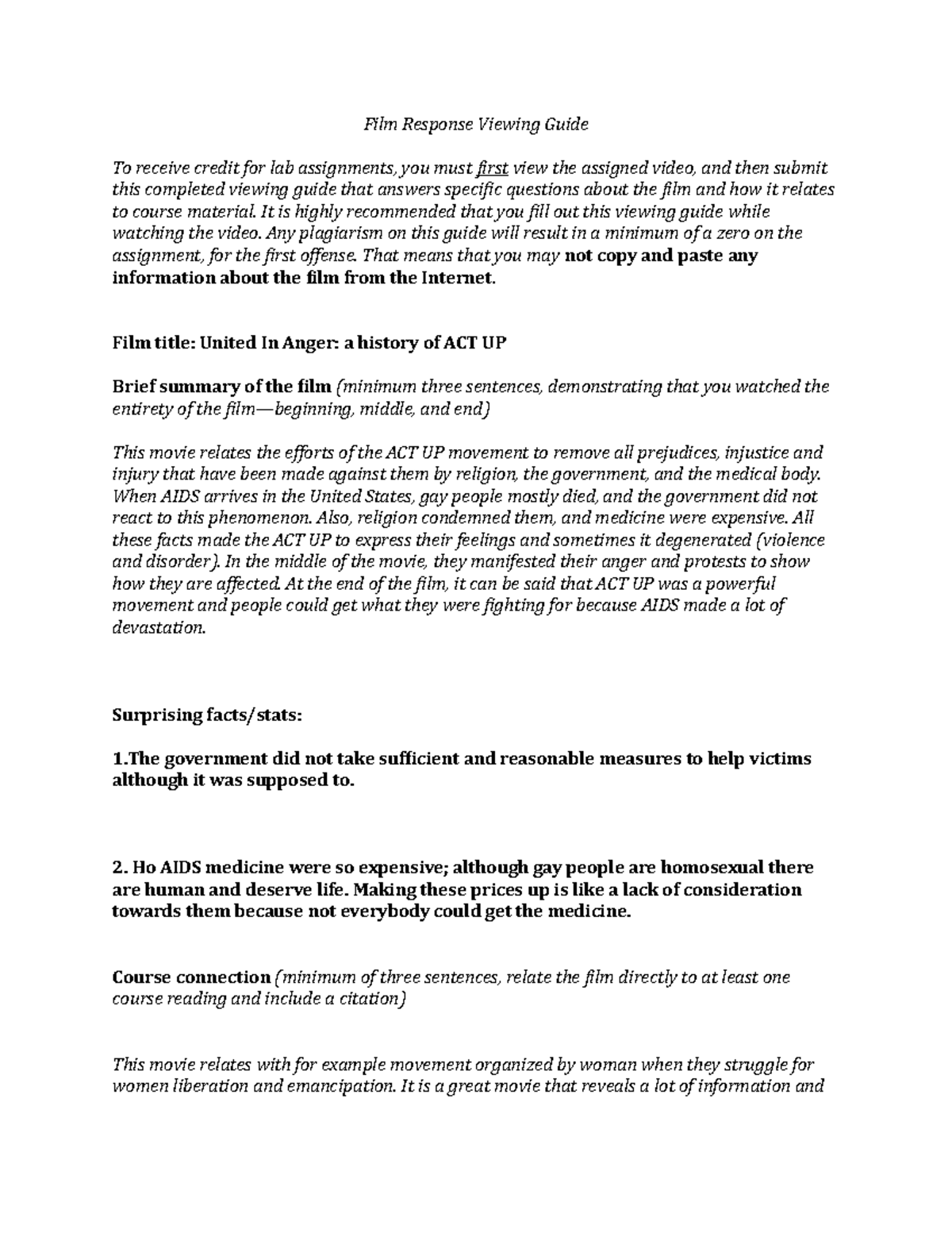 United in Anger - Film reponse - Film Response Viewing Guide To receive ...