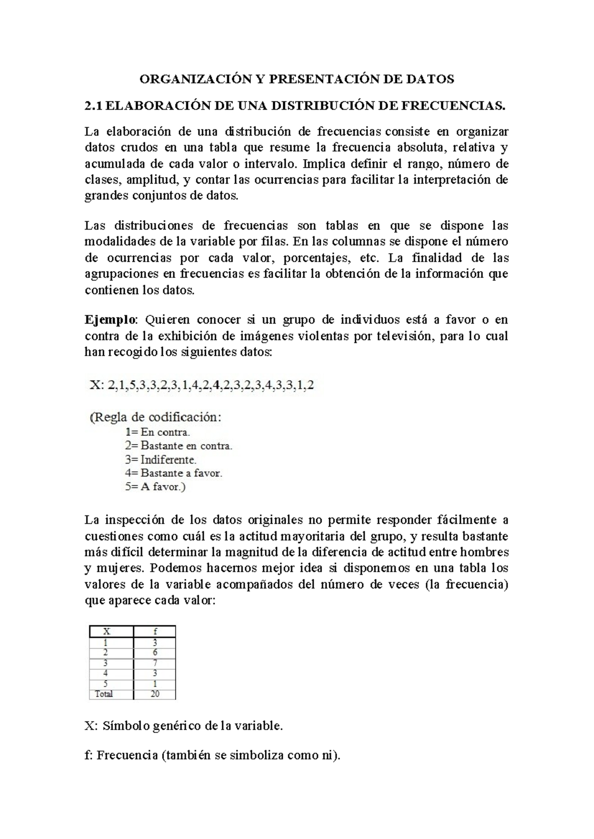 Organización y Presentación de Datos: Distribución de Frecuencias - Studocu